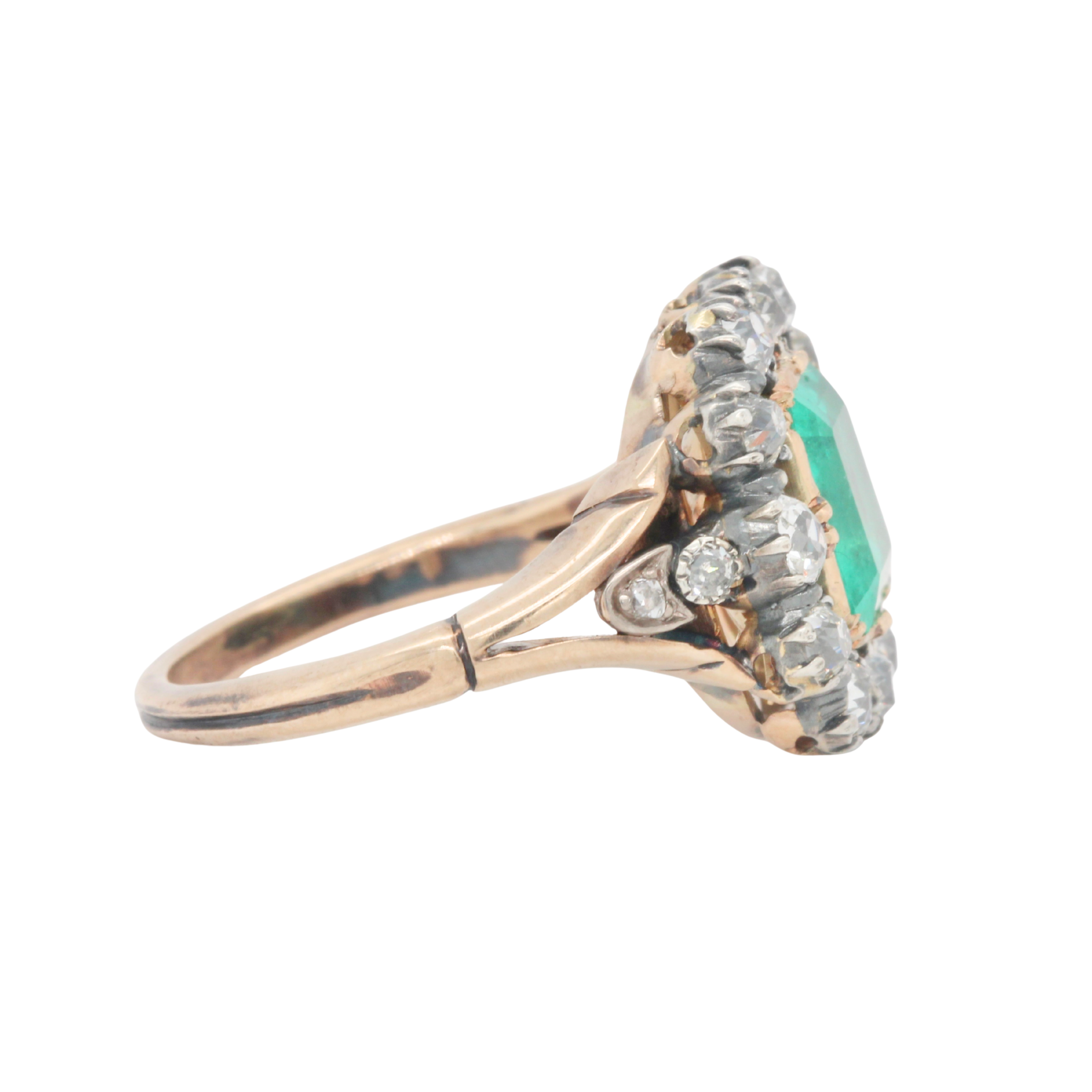 Early Victorian Emerald and Old Cut Diamond Cluster Ring – Charlotte Sayers