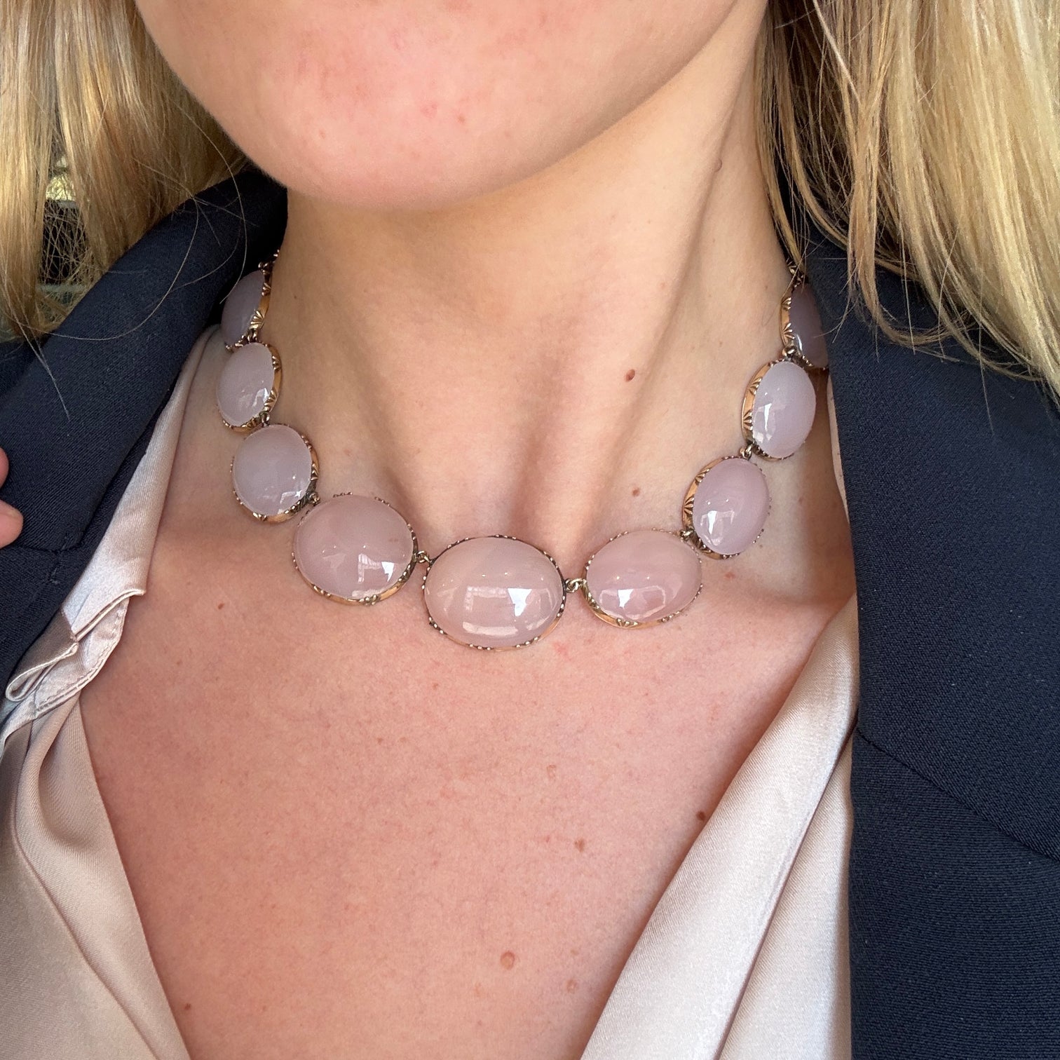 Early Victorian Pink Quartz Rivière - Charlotte Sayers Antique Jewellery